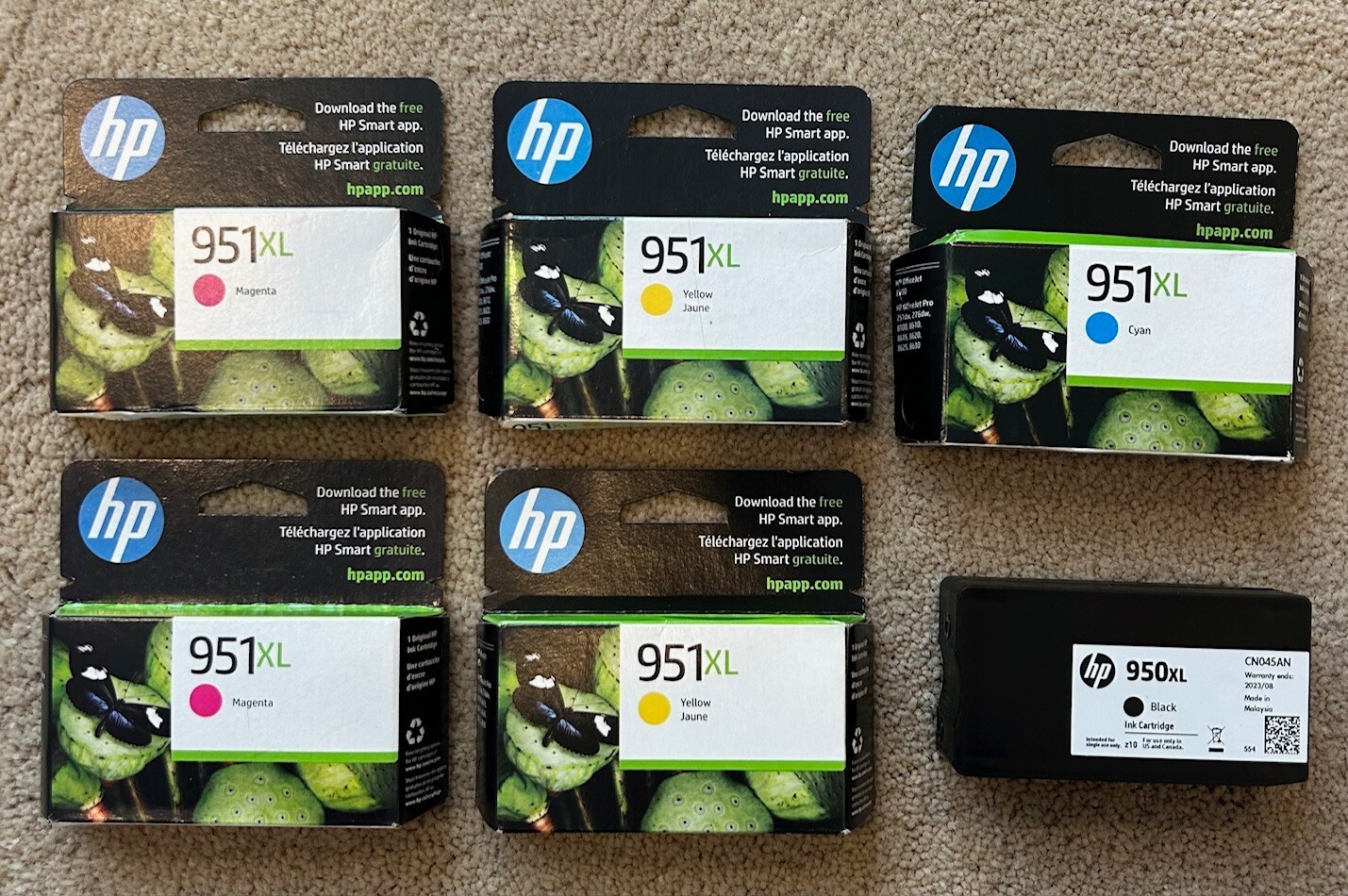 hp 951xl and 950xl genuine ink cartridges unopened plus bonus 950XL ...