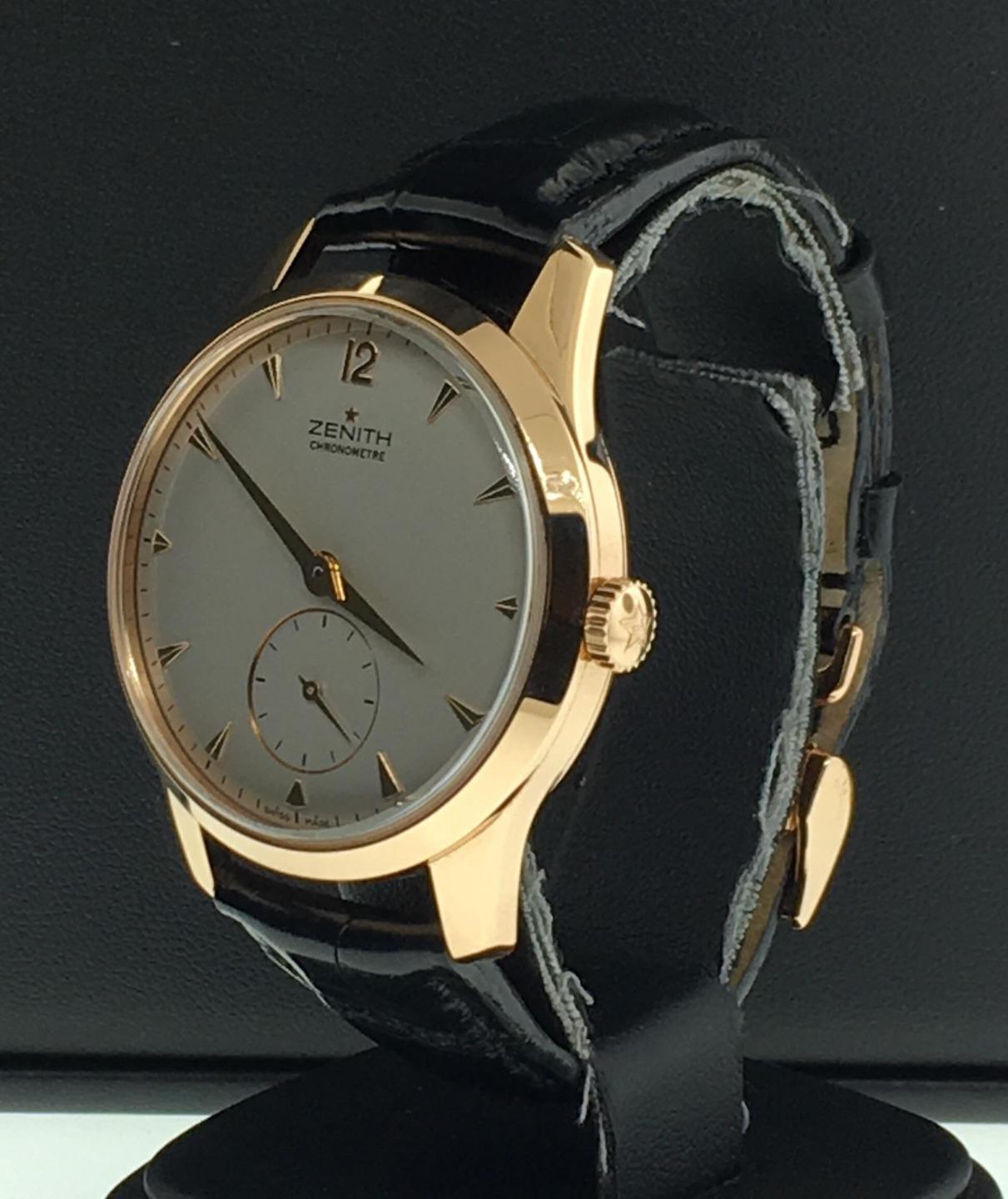 Zenith Vintage 1955 Mens 18k Rose Gold 40mm Automatic Leather Strap ...