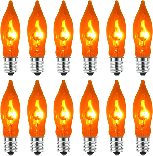 Flickering Flame Light Bulbs, 12 Pack C7 Orange Flickering Light Bulbs ...