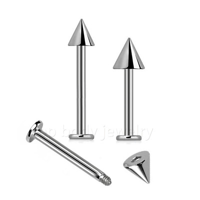 14G Surgical Steel Labret Monroe & Cheek Piercing with Spike Top 1/4 ...