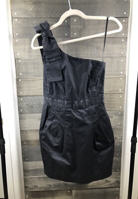 French Connection Women's Short One Shouldered Black Dress Size 0 LBD ...