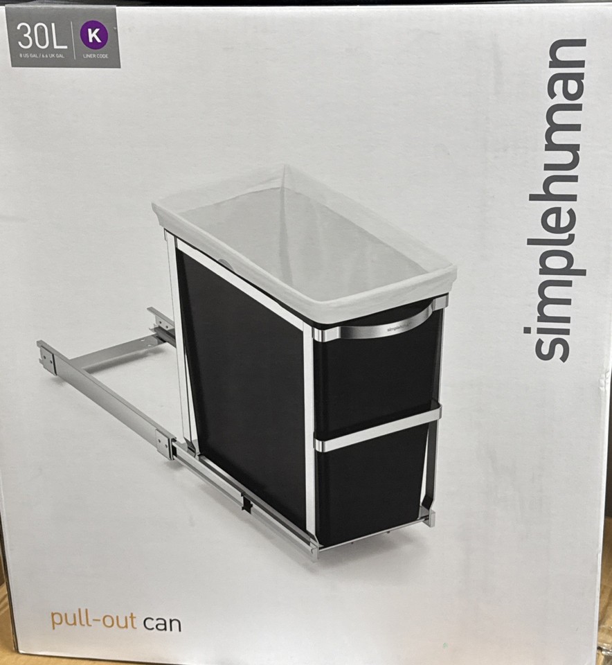 SIMPLEHUMAN Pull-Out Trash Can 30 Liter 8 Gal Under Counter Kitchen ...