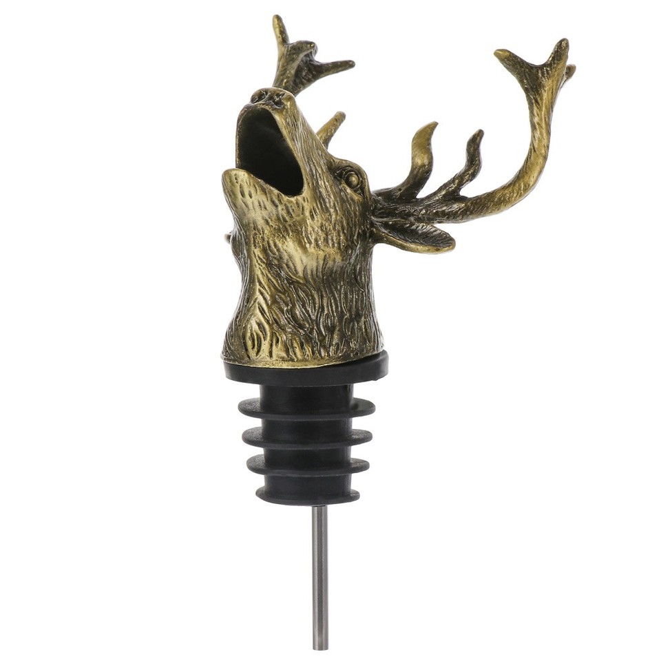 Decorative Elk Head Wine Pourer Zinc Alloy Bottle Stopper For Wine ...