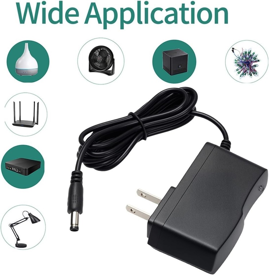 9V DC Power Supply 1A 9W Power Adapter 100-240V AC to DC 9Volt AC ...