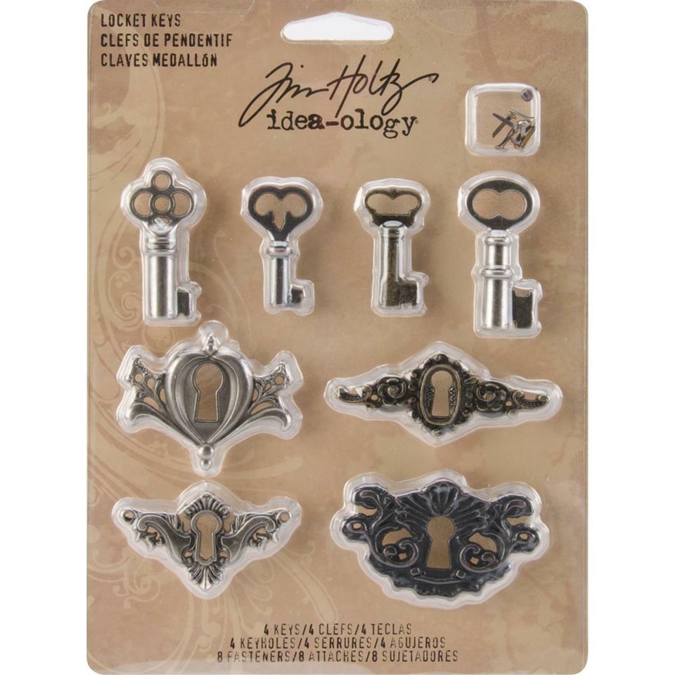 TIM HOLTZ Idea-Ology Locket Keys Metal Embellishments Paper Crafting ...