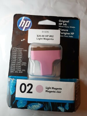 Genuine HP 02 Light Magenta Color Original Ink Printer Cartridge Exp 09 ...