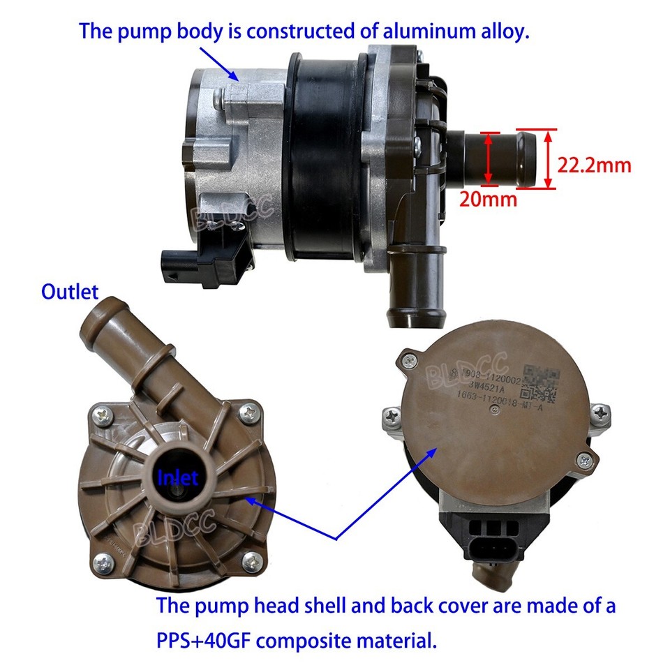DC 12V 100W Brushless Electric Auxiliary Water Pump Large-flow ...