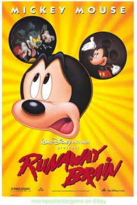 MICKEY MOUSE RUNAWAY BRAIN MOVIE POSTER Original DS 27x40 DISNEY ...