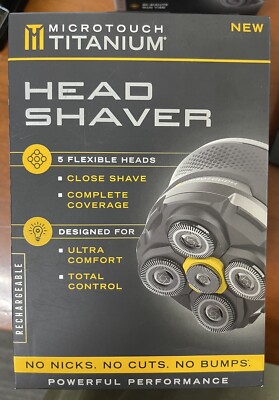 New Microtouch Titanium Electric Head Shaver - Rechargeable ...