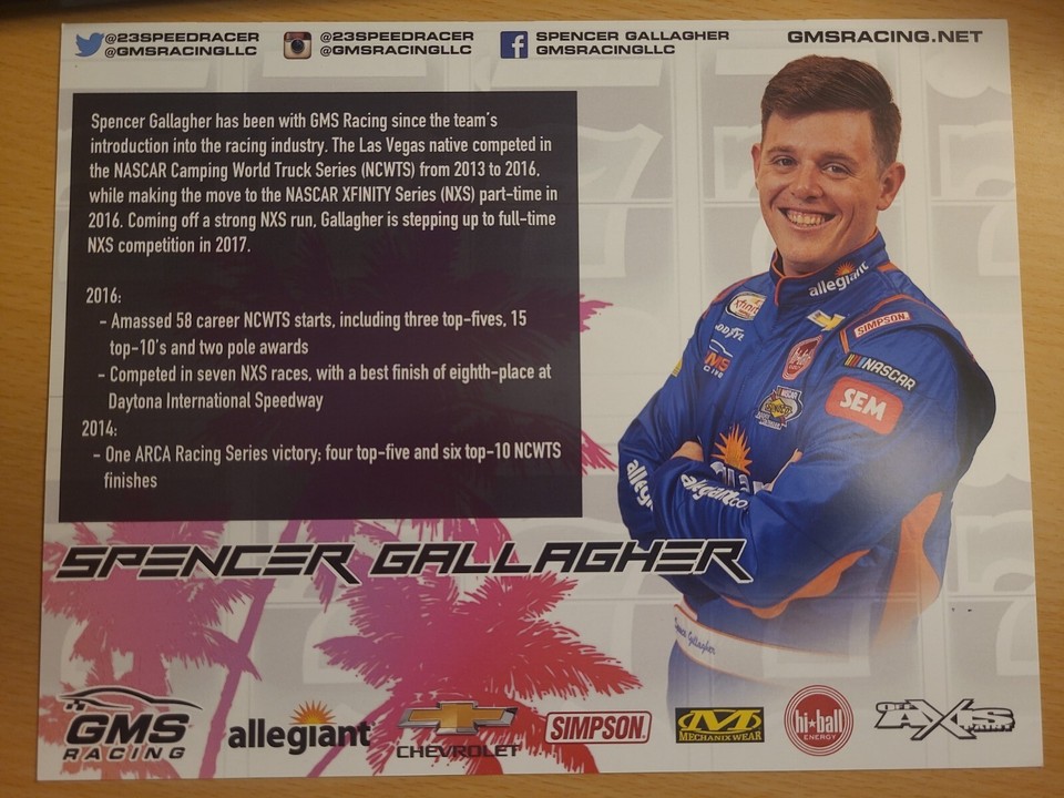 2017 Spencer Gallagher NASCAR Hero Card Autographed Signed | eBay