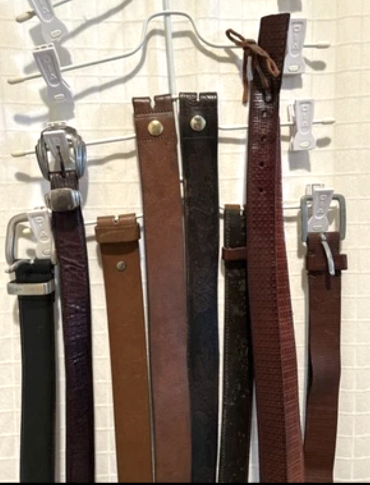 Vintage Men's LEATHER BELTS Mixed Lot of 9 Scraps Distressed Craft ...