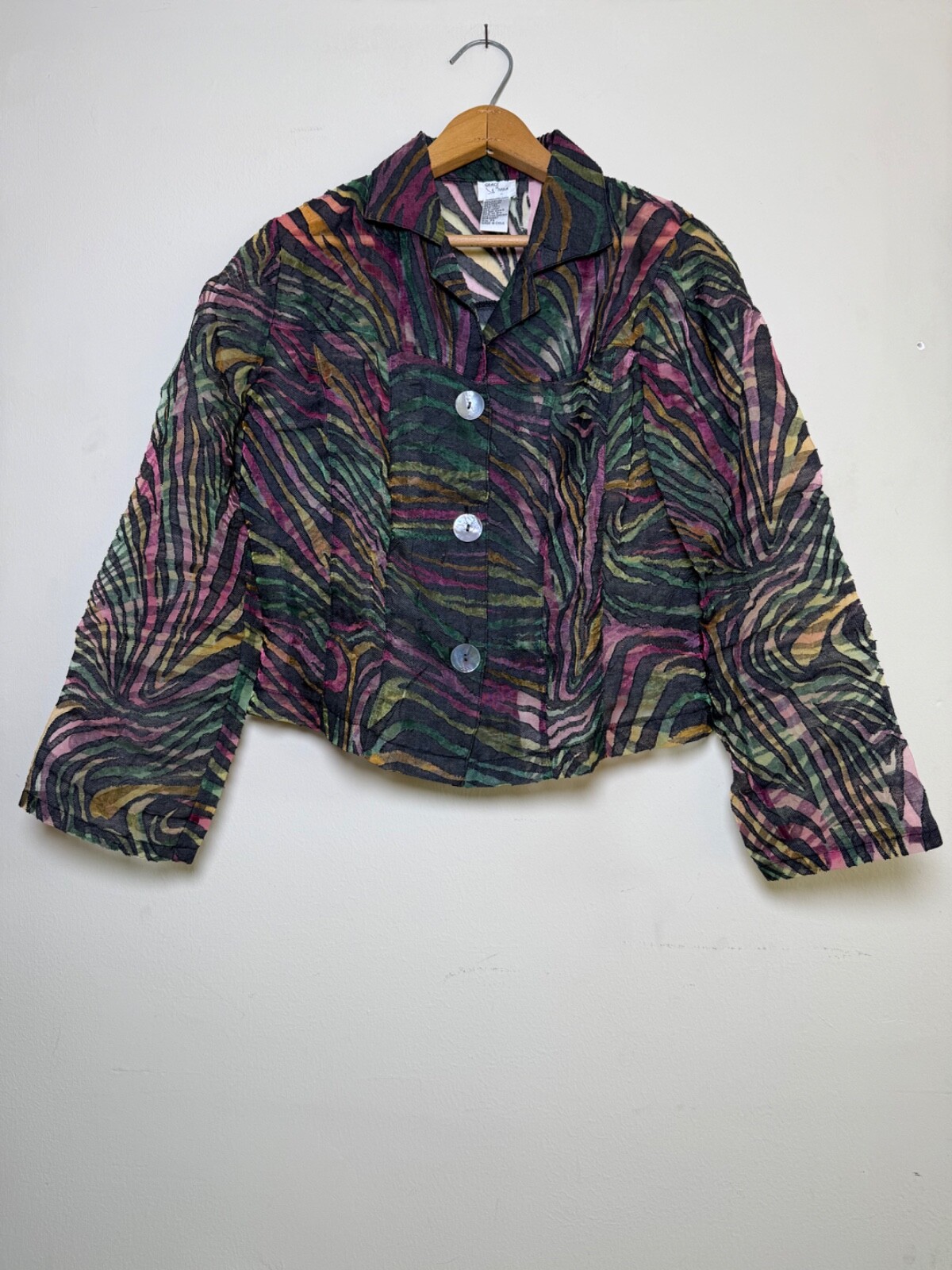 2000s y2k Rainbow Zebra Print Translucent Petite Crop… - Gem