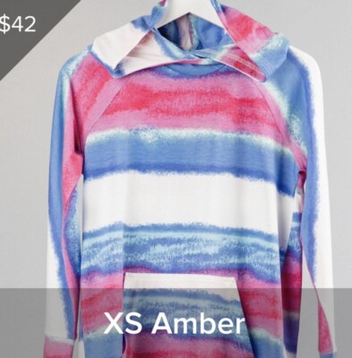 LuLaRoe XS Amber hooded sweatshirt pink blue white mint stripes NWT | eBay