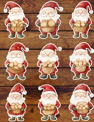 Christmas Cookie Gnome Vinyl Stickers Set Scrapbooking Laptop ...