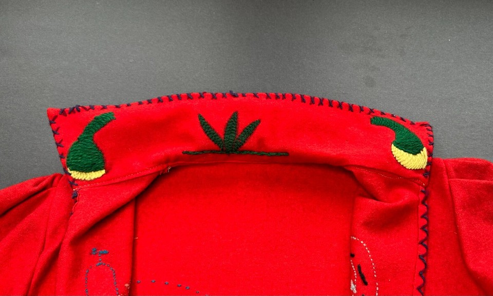Vintage Mexican Embroidered Souvenir Open Blazer Jacket 1950s Red Wool ...