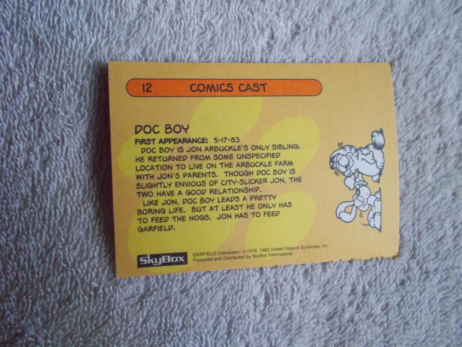 Skybox 1984: Garfield "DOC BOY" #12 Trading Card | eBay