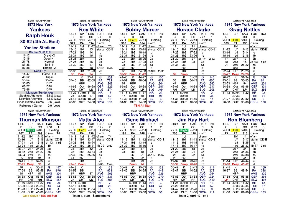 1973 Statis Pro Advanced Baseball Game | eBay