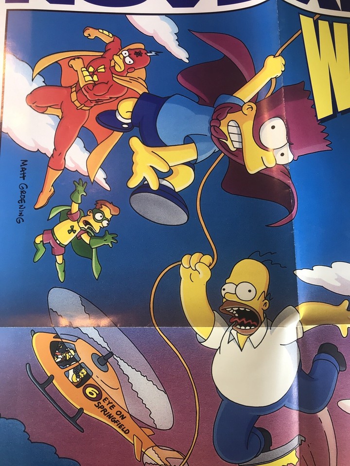 1993 Wizard #28 Simpsons Promotional Poster Matt Groening New Unused NM ...