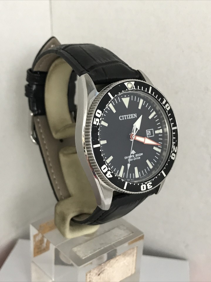 Citizen Men’s Eco Drive Promaster Divers Date Display Black Leather ...