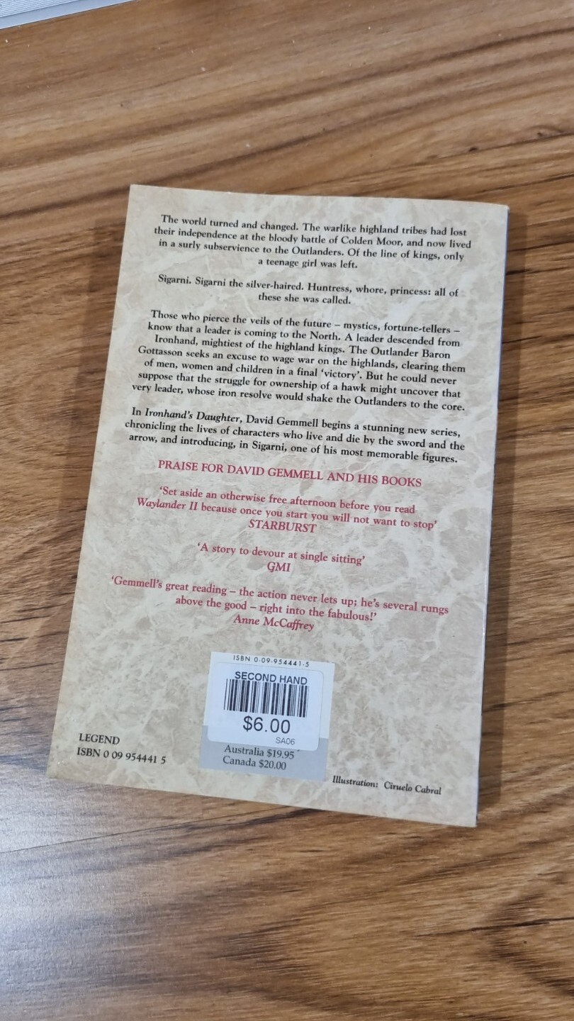 Ironhand's Daughter by David Gemmell 1st Edition 1st Printing, The Hawk ...