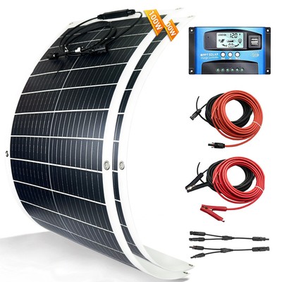 100W 200W 400W Flexible Solar Panel Kit 12V for Caravan RV Boat Camper ...