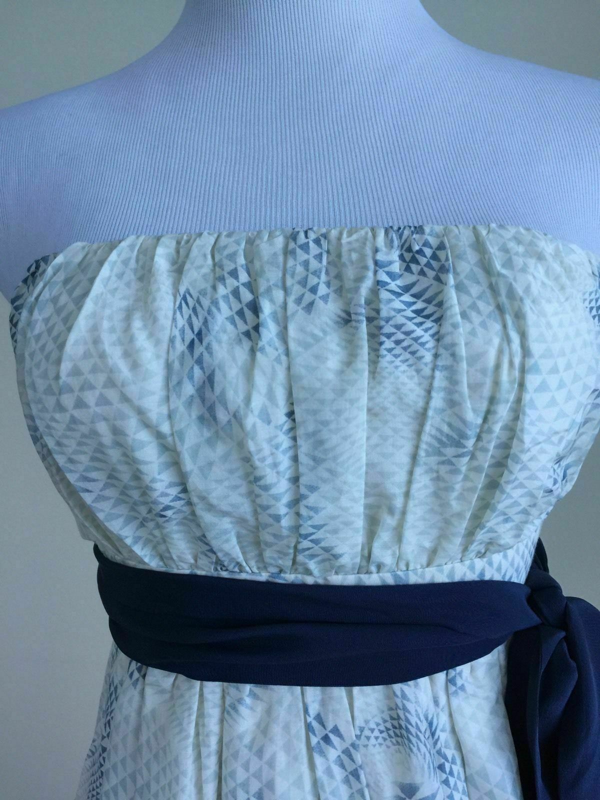 Anthropologie Edme Esyllte Dress Fanning Triangles Strapless Silk ...