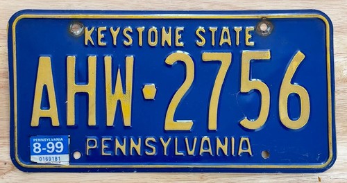 Pennsylvania 1999 KEYSTONE STATE License Plate # AHW-2756 | eBay
