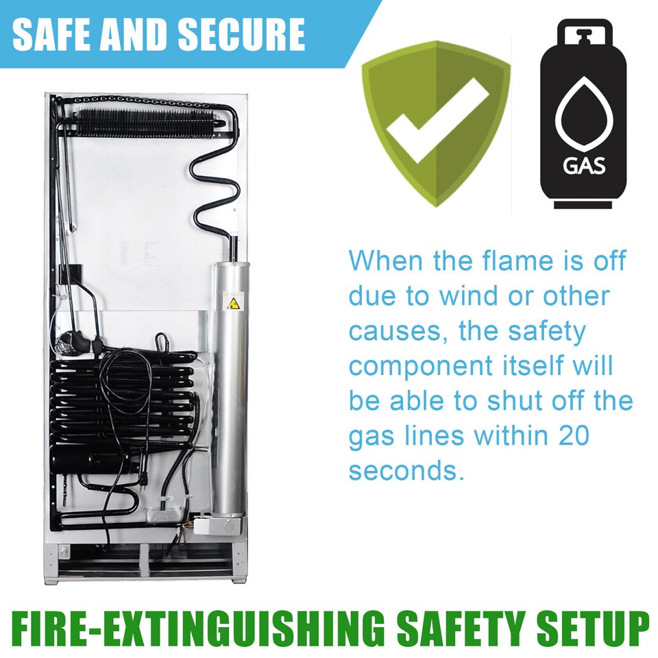 LP Gas Propane Refrigerator Compact Freestanding Freezer Home AC 10 CU ...