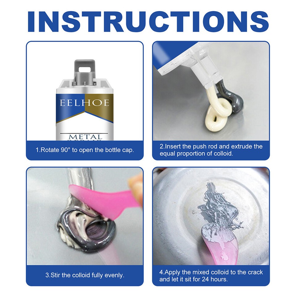 Metal Repair Agent Scratch Resistant AB Glue Waterproof for Crack ...