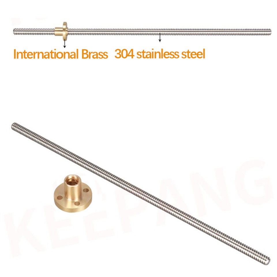 T8-T36 Trapezoidal 304 steel threaded rod Brass nut for trapezoidal ...