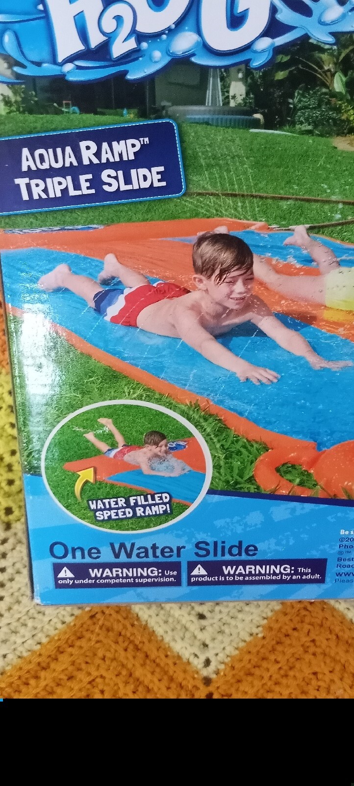 H20 Go Triple Slip N Slide Aqua Ramp Drench Pool 18 Feet New In Box ...