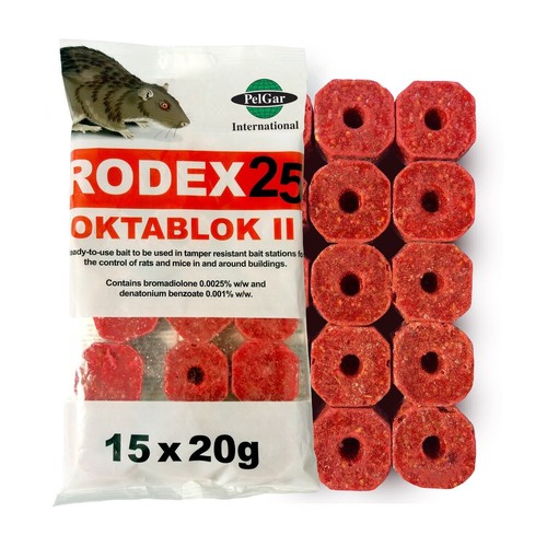 Rodex25 Oktablok Rat & Mouse Rodent Poison Wax Bait Blocks (Max ...