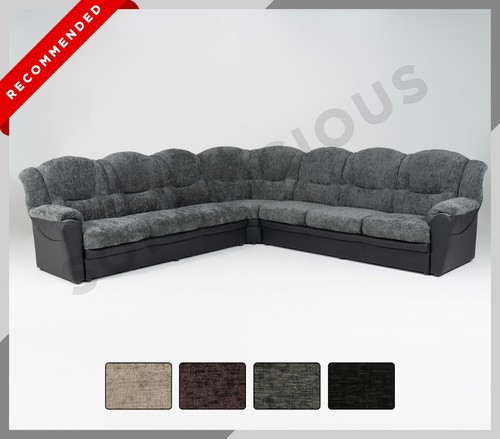NEW TEXAS EXTRA EXTRA Large Corner Sofa Chenille & Faux Leather 7 ...