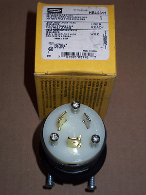 NEW HUBBELL HBL2311 INSULGRIP TWIST-LOCK PLUG 20A 125V 2-POLE 3-WIRE ...