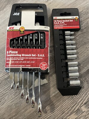 Ace Hardware 25774 SAE Combination Wrench Set 6pc & 10 Piece Socket Set ...