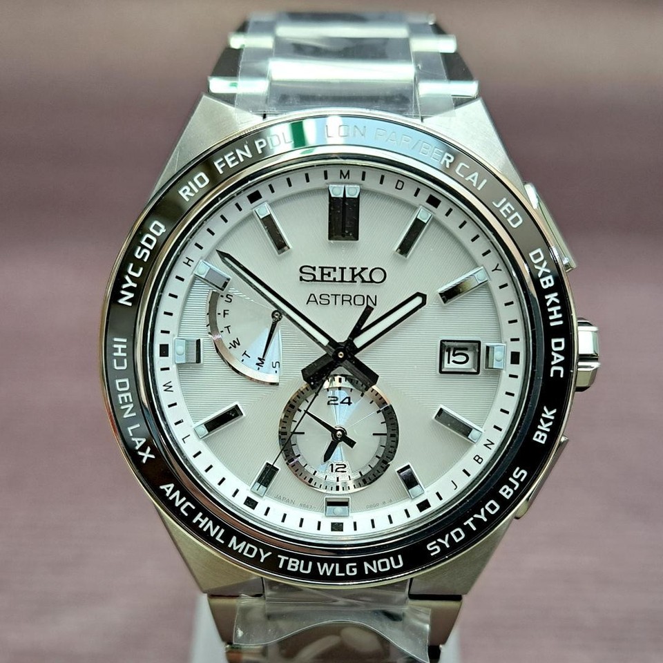 Seiko Astron SBXY049 Solar Radio Watch Titanium White Dial Japan Model ...