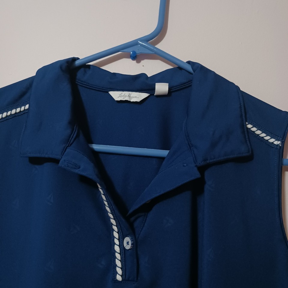 Lady Hager Women Golf Top Size Large Blue,Design Treads In Front | eBay