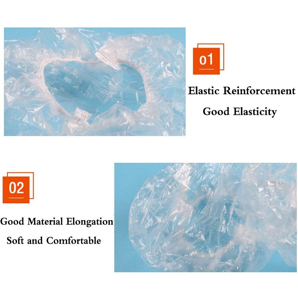 100 Pcs Disposable Plastic Clear Waterproof Thickening Elastic Bath ...