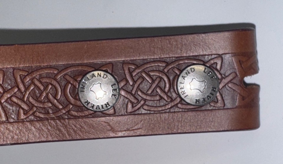 Lee River Tooled Leather Belt Strap Eternal Knot Celtic Made in Ireland ...