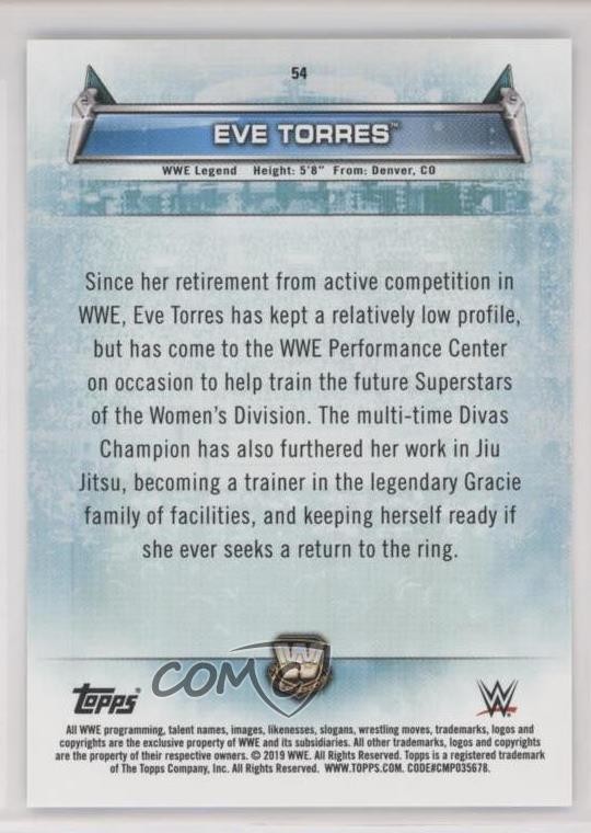 2019 Topps WWE Women's Division Roster Eve Torres #54 | eBay