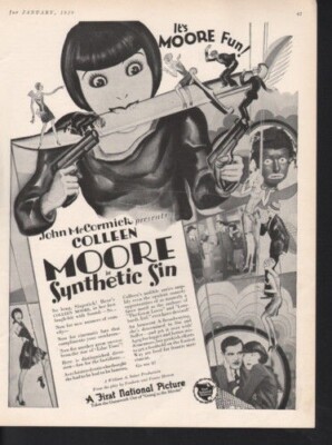 1929 SYNTHETIC SIN COLLEEN MOORE ACTRESS THEATRE BLACK FACE MOVIE AD ...