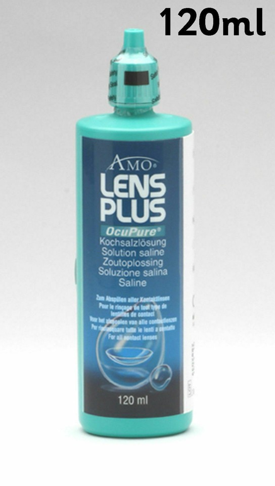AMO Saline contact lens solution Lens Plus OcuPure 120ml 360ml Multiple ...