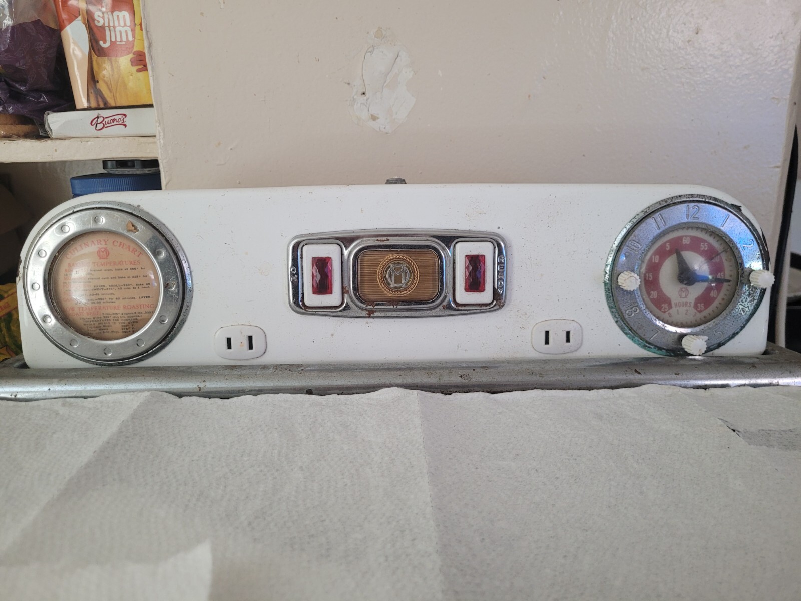 1952 Okeefe & Merritt Stove Top Clock Headpiece Plugs Lights ORIGINAL | eBay