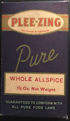 1950's Vintage PLEE-ZING Pure Whole Allspice Full Box “Old Country ...