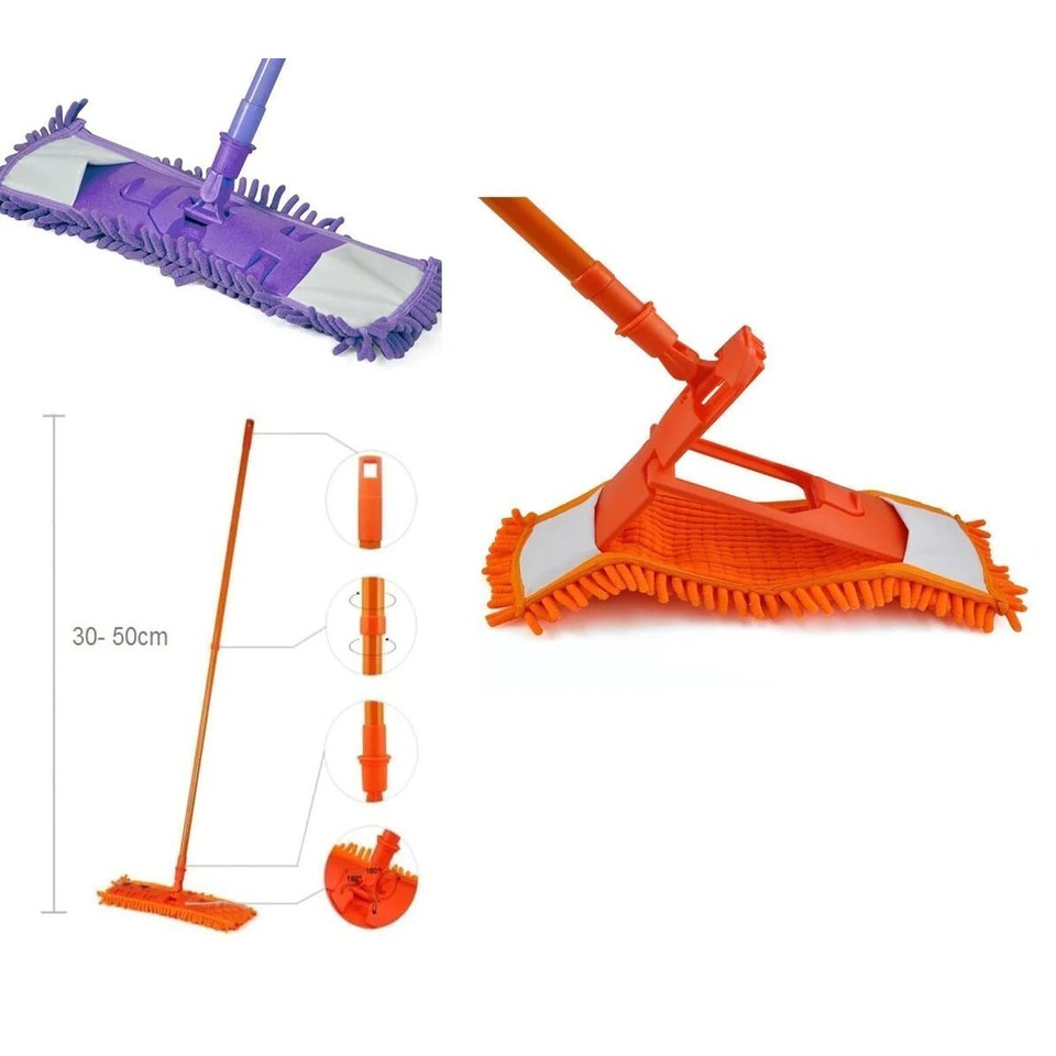 Folding and Adjustable 360° Plastic Microfibre Mop with Handle - UK ...
