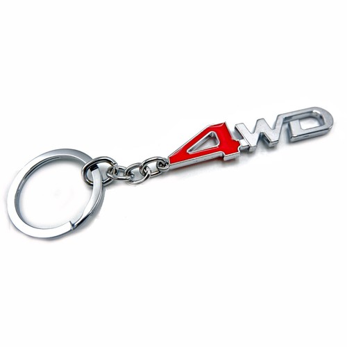 Metal Key Chain Holder Ring "4WD" Chrome Red Fits Universal All 2000 ...