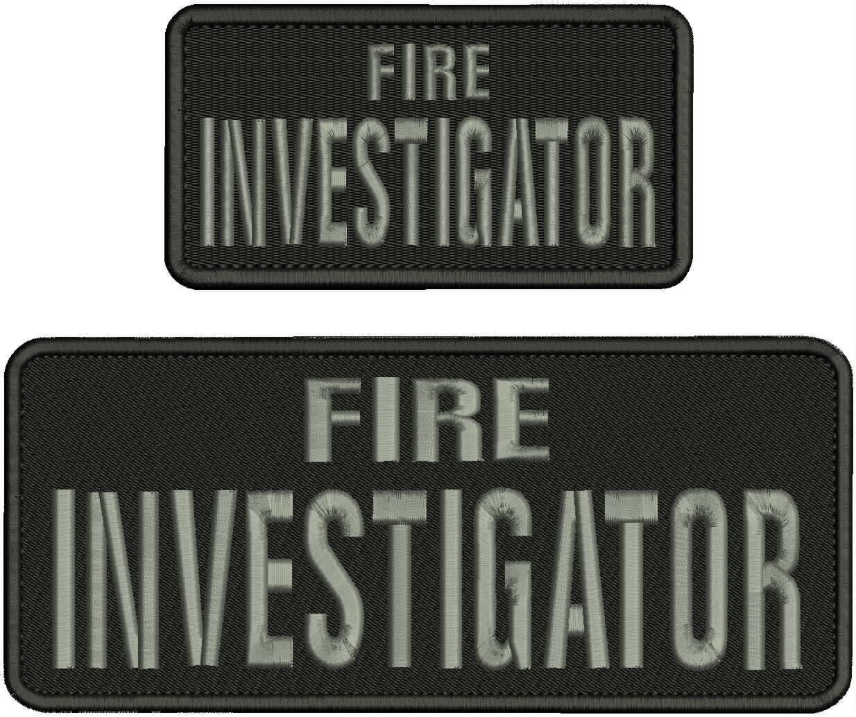 FIRE INVESTIGATOR EMBROIDERY PATCH 4X10 AND 3X6 HOOK ON BACK BLA/GRAY ...