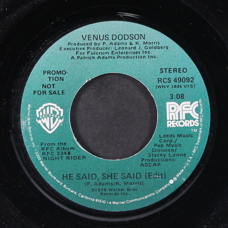 VENUS DODSON: he said, she said (edit) / mono RFC 7" Single 45 RPM | eBay