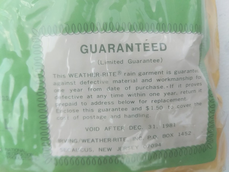 vintage Weather-Rite Mens PVC Rainsuit - Large yellow 100% Waterproof ...