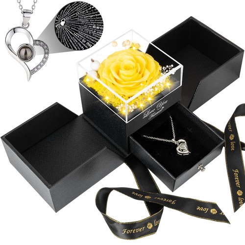 Preserved Yellow Real Rose Eternal Flowers Rose Gifts for Mom Grandma ...